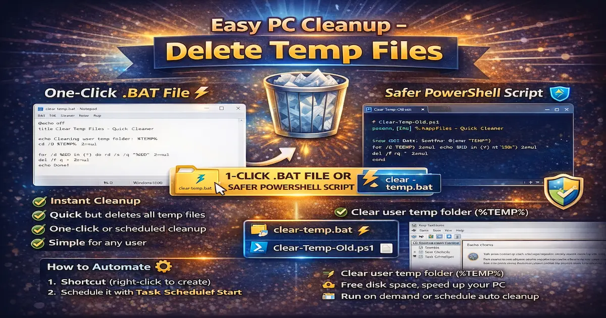Clear Windows Temp Files with One Click Now! | TabCode.Net